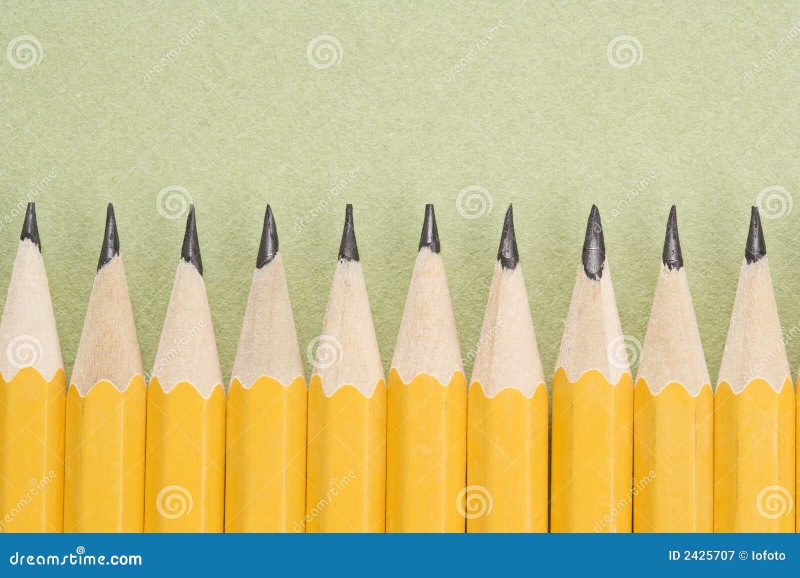 Pencils in even row. stock image. Image of work, supplies - 2425707