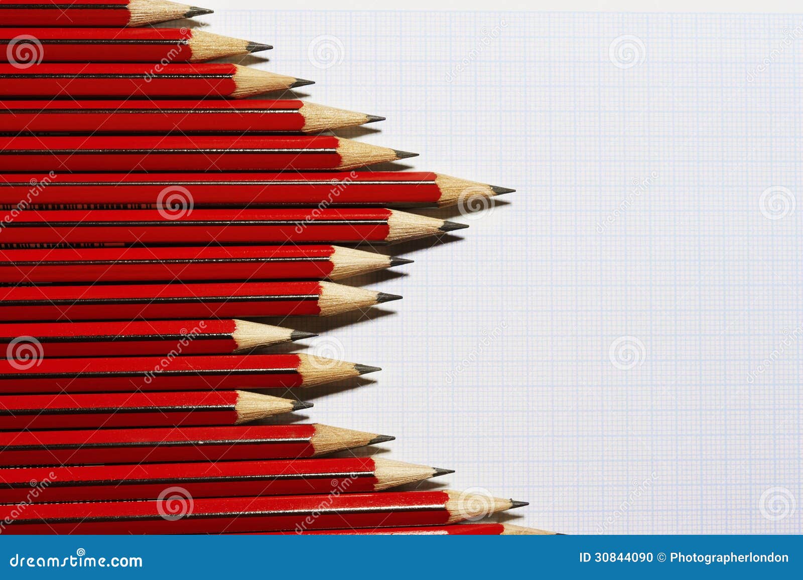 Pencils Forming Bar Graph Pattern on Graph Paper View from Above Stock ...
