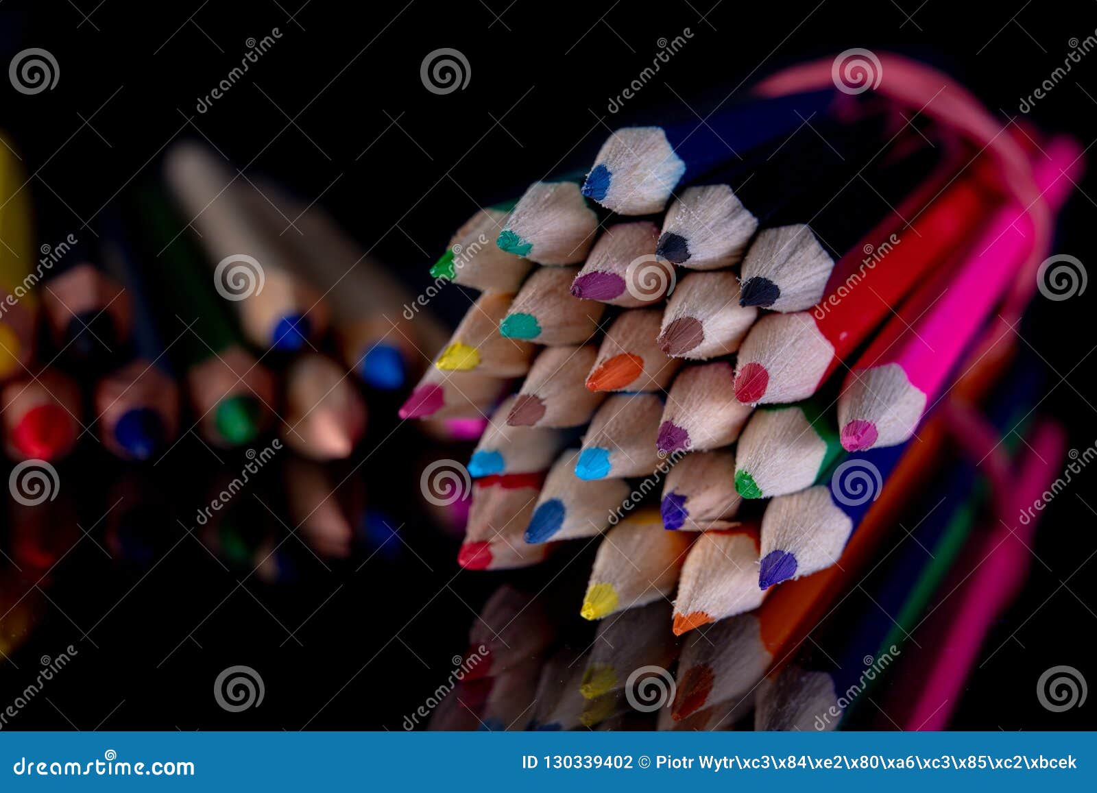 Pencils on the Glass. Colored Pencil Pencils for Coloring on the Stock ...