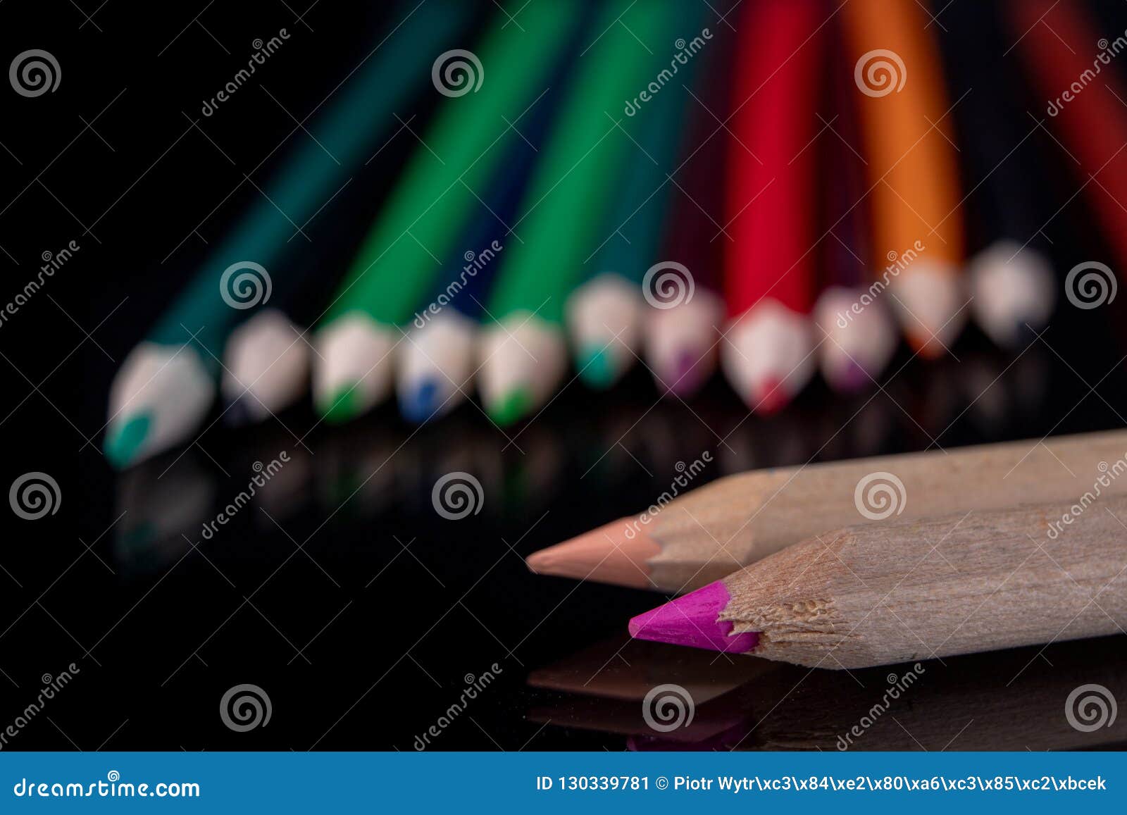 Pencils on the Glass. Colored Pencil Pencils for Coloring on the Stock ...