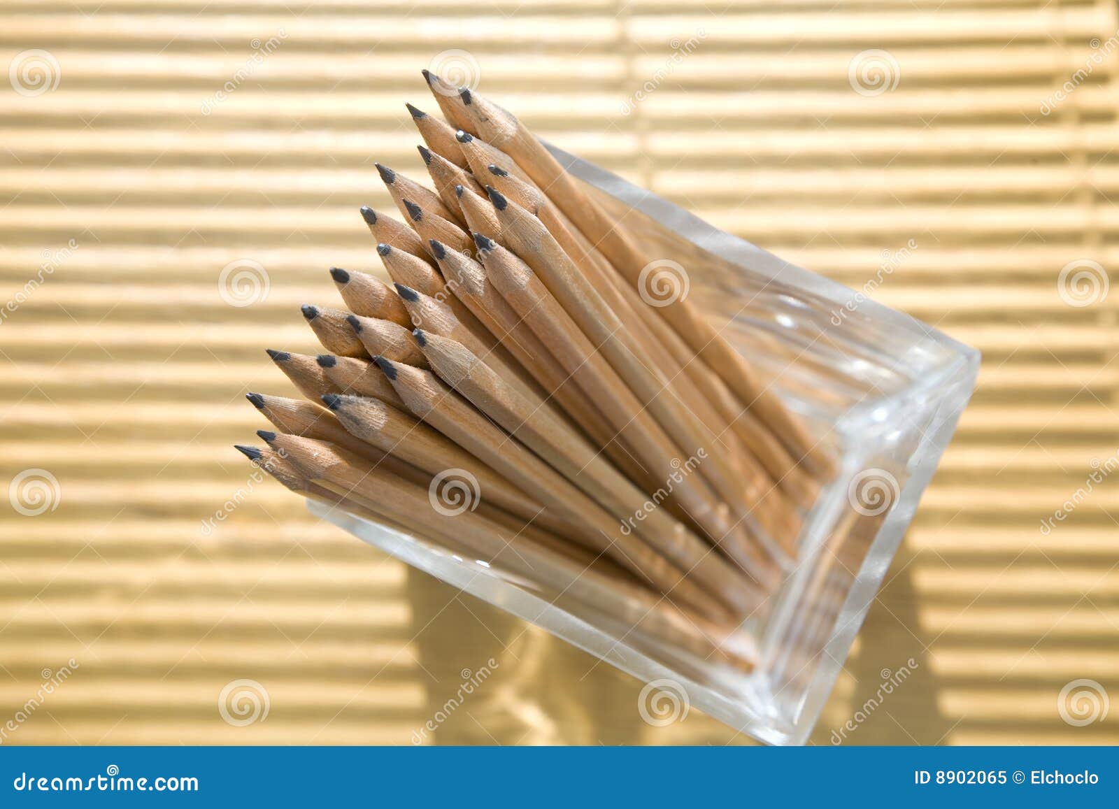 Pencils in a Glass at the Office Stock Image - Image of graphite, glass ...