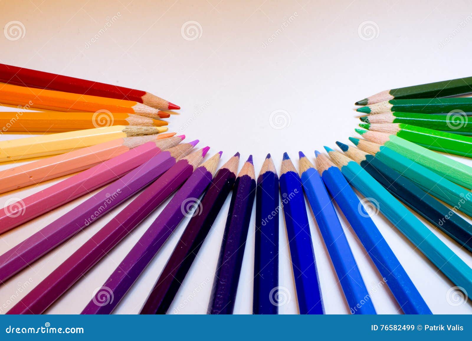 Pencils in half circle. stock image. Image of bright - 76582499