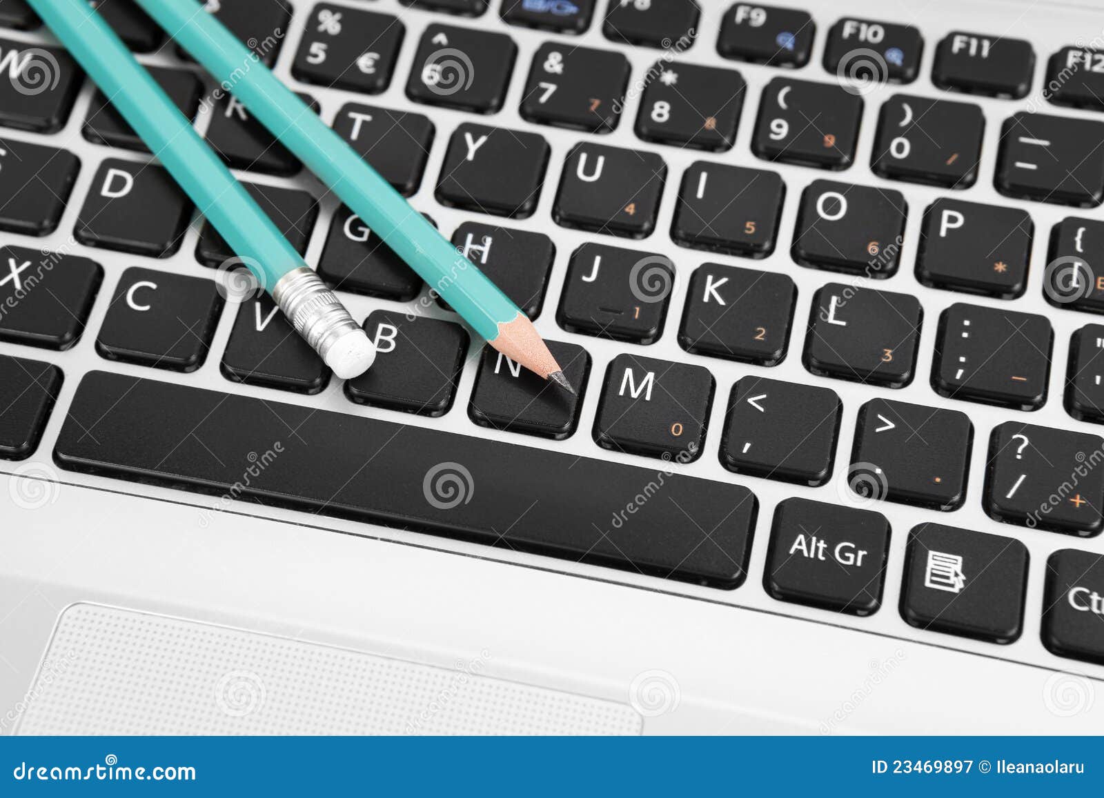 Pencils on a keyboard stock image. Image of desktop, keyboard - 23469897