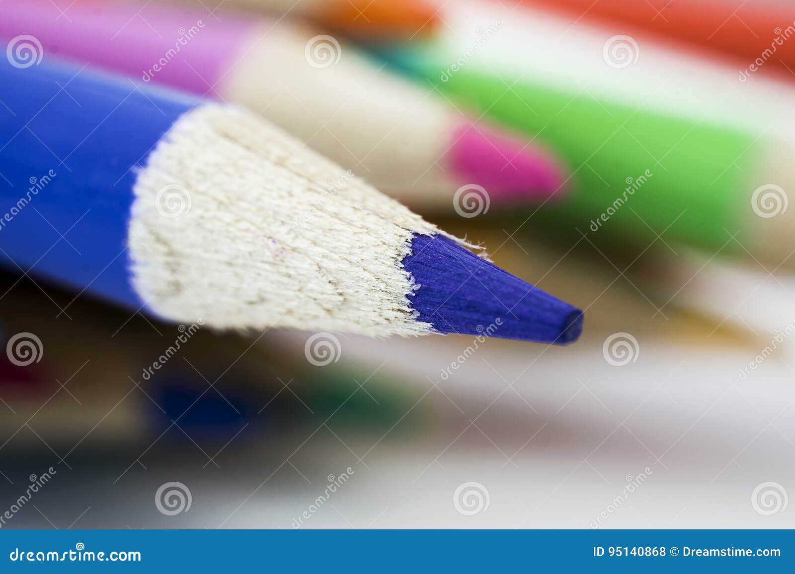 Pencils in magnifying stock photo. Image of descriptive - 95140868