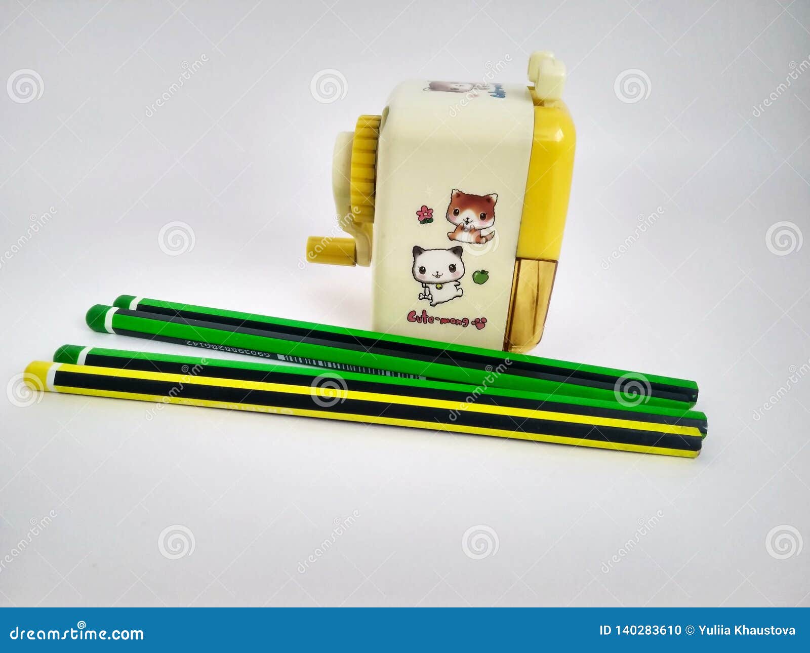 Few Pencils and Mechanical Sharpener on White Editorial Image - Image ...