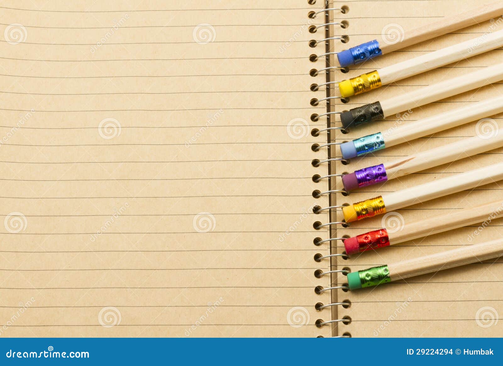 Pencils on notebook stock photo. Image of office, colorful - 29224294