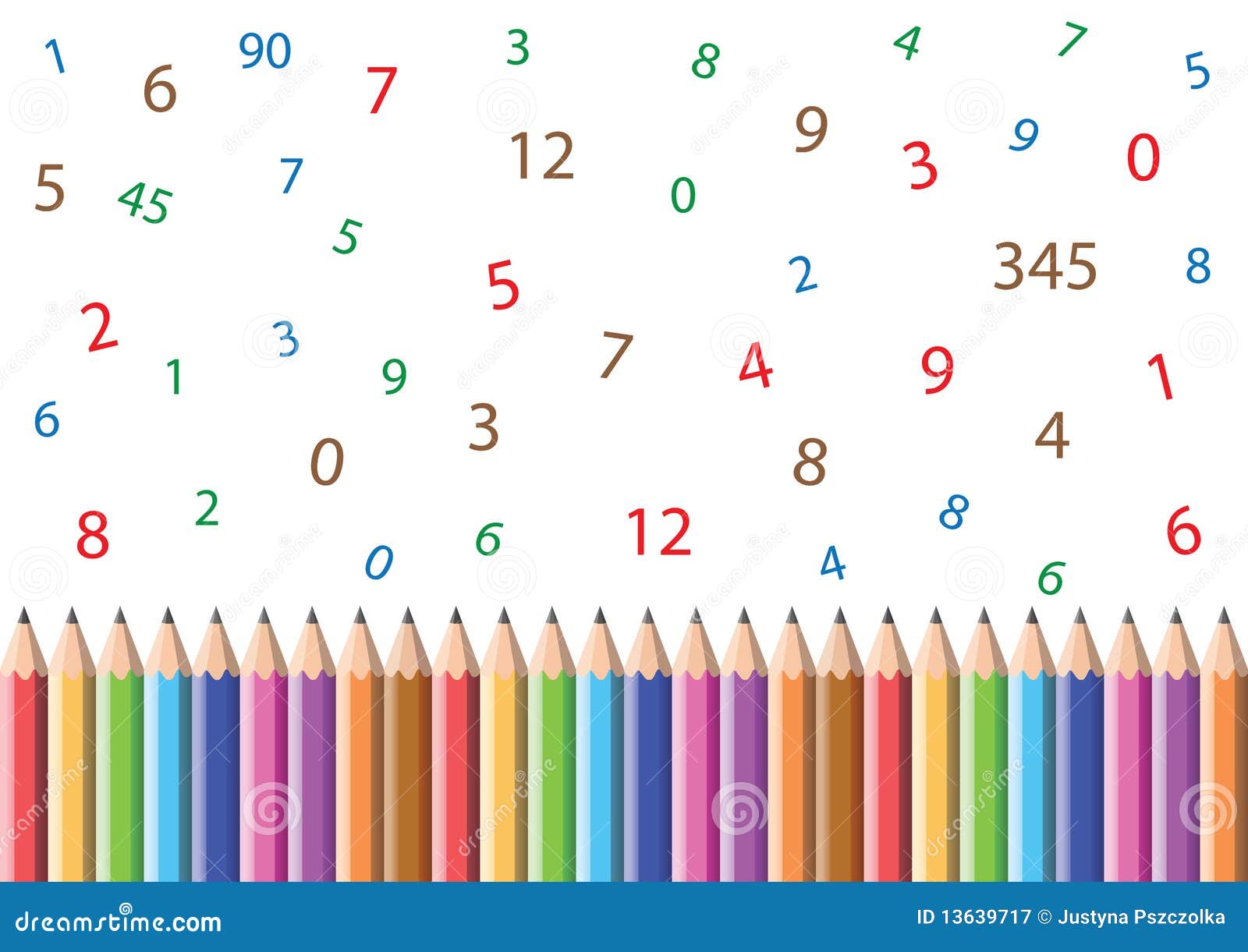 Pencils and numbers stock vector. Illustration of brown - 13639717