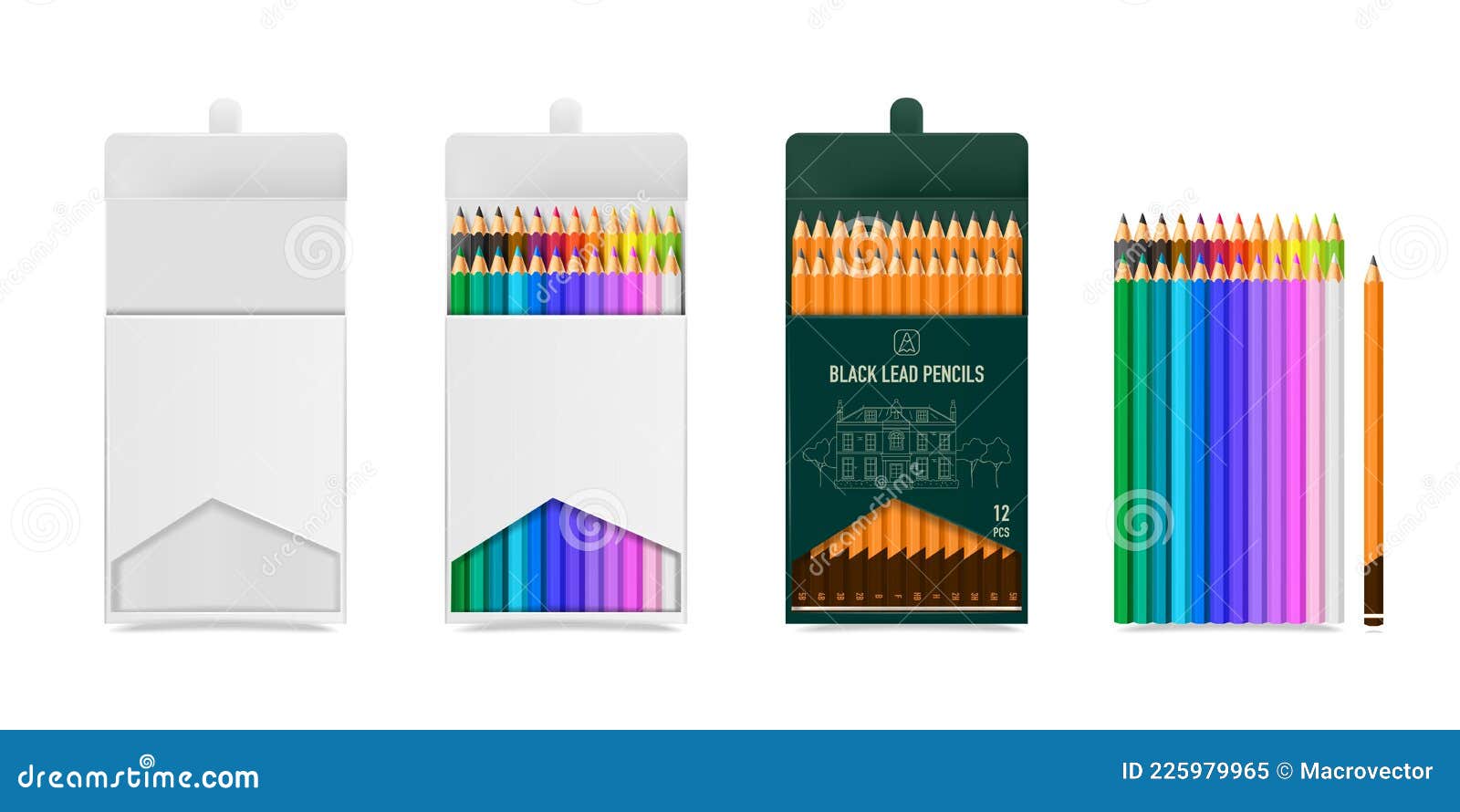 Pencils Packaging Templates Stock Vector - Illustration of sharp, color ...