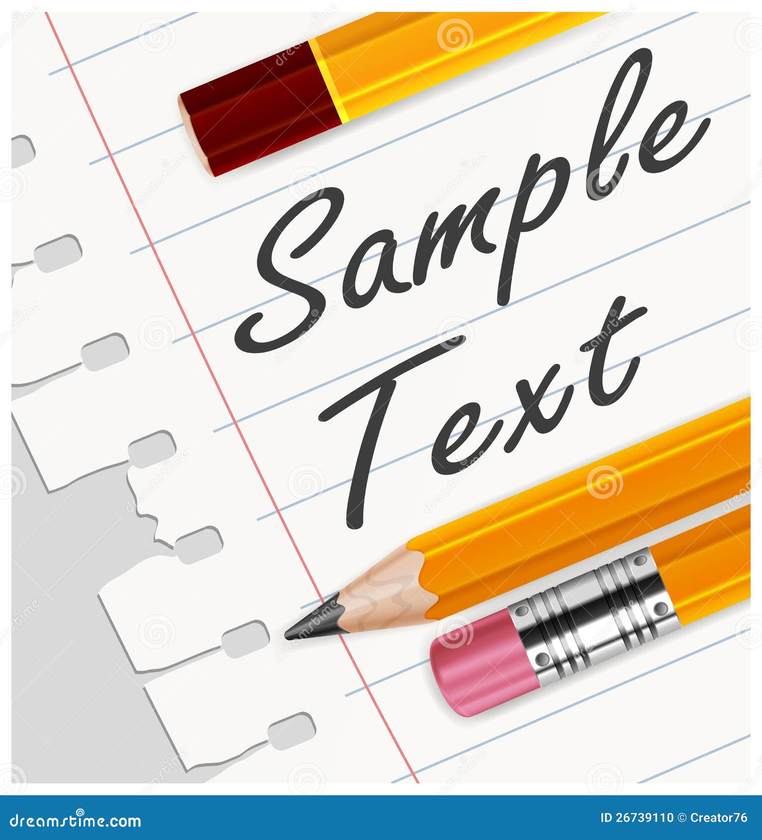 Pencils & Paper in Line with Text Stock Vector - Illustration of empty ...