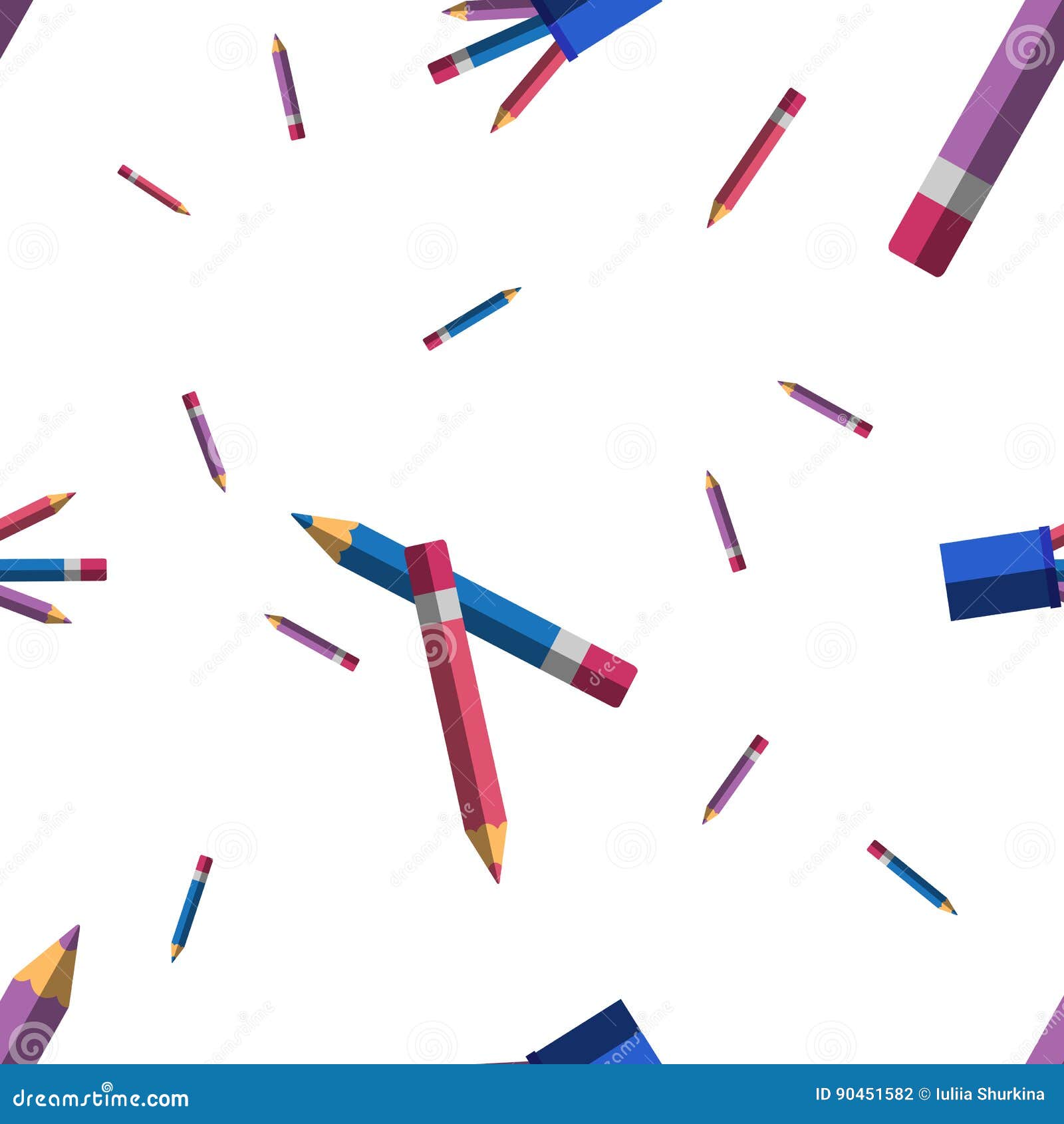 Pencils Pattern. Vector Flat Illustration. Stock Illustration ...