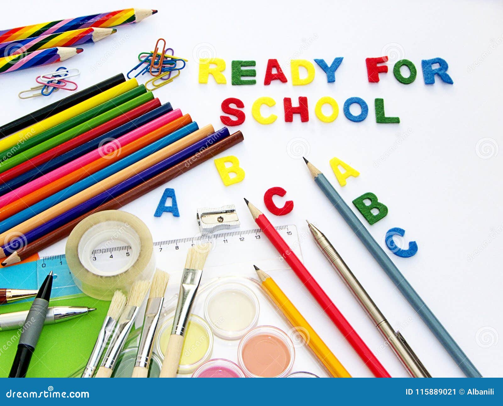 School Tools for Students Who are Ready for School. Stock Image - Image ...