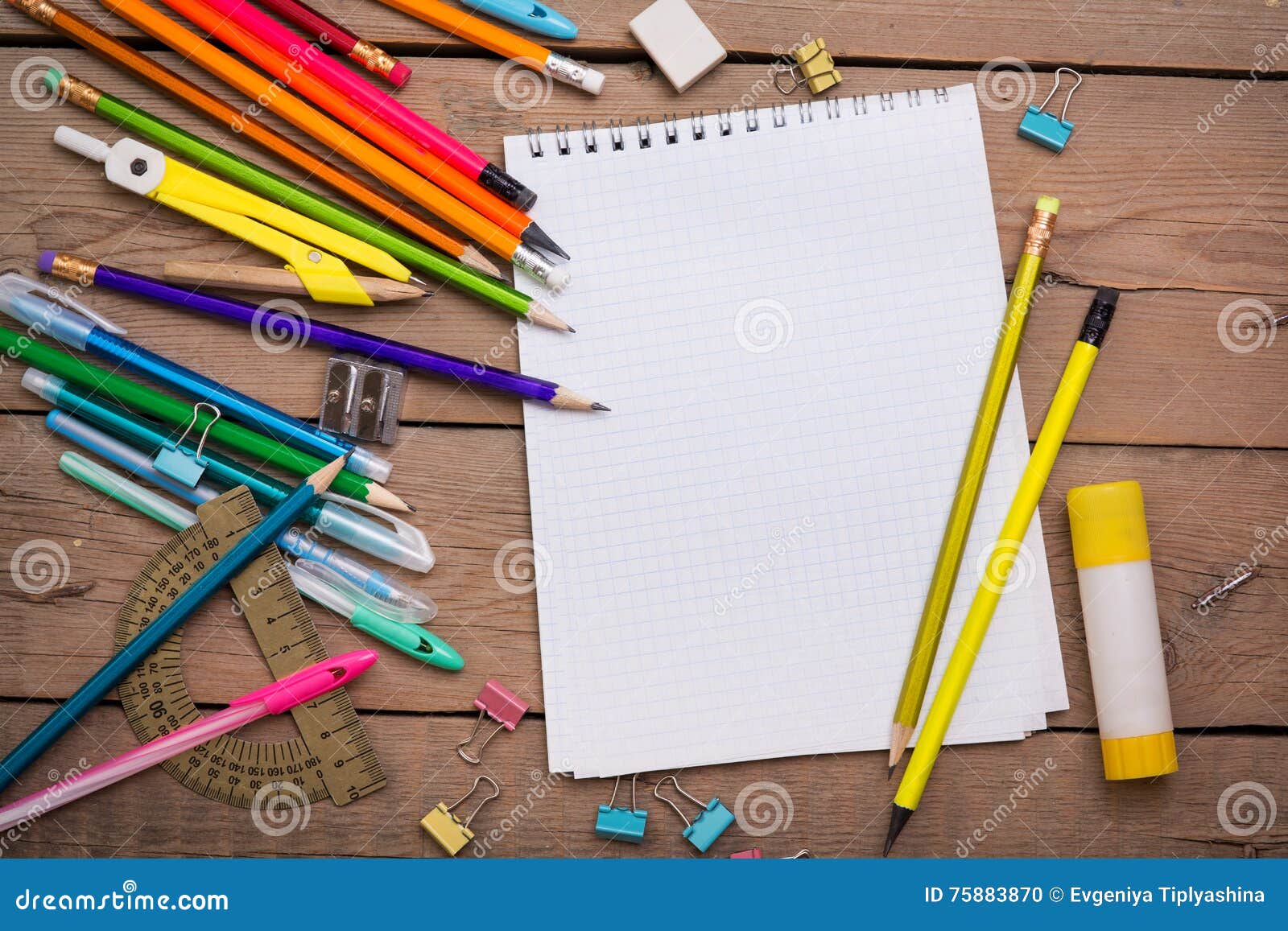 Pencils and Pens Student with a Notebook Stock Photo - Image of ...