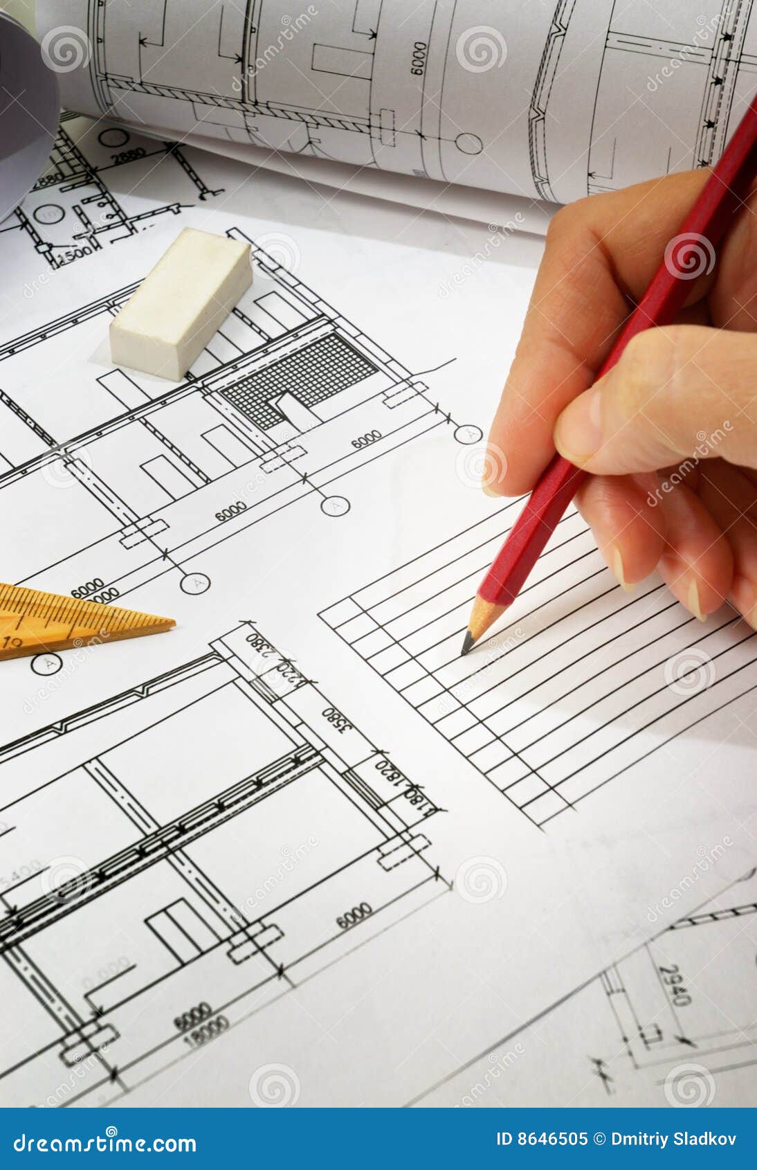 Pencils and plans stock image. Image of lines, graphics - 8646505
