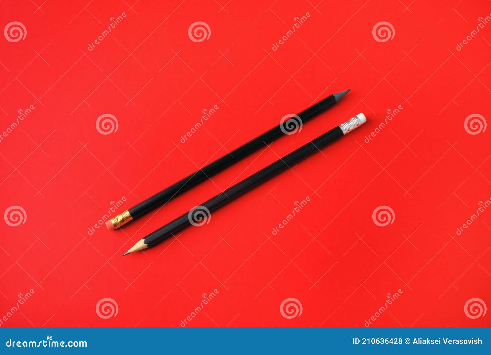 Pencils on red stock photo. Image of lead, business - 210636428