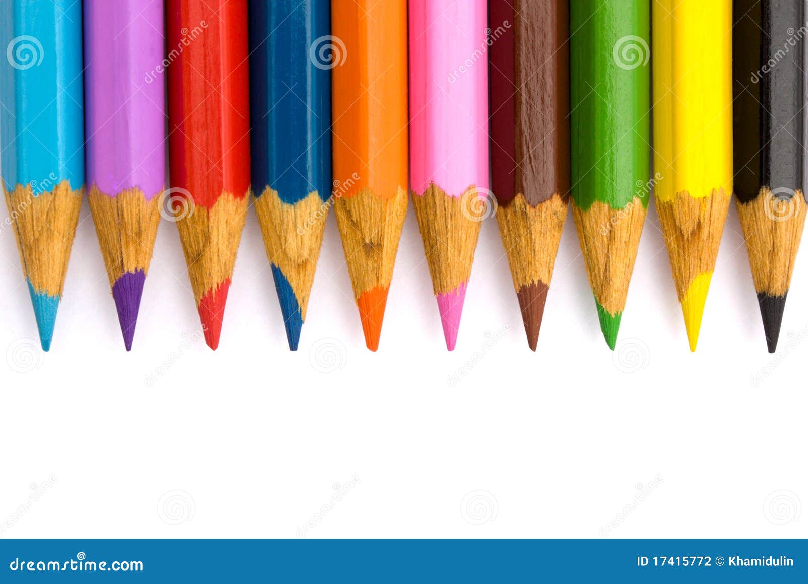 Pencils in a row stock photo. Image of pink, education - 17415772