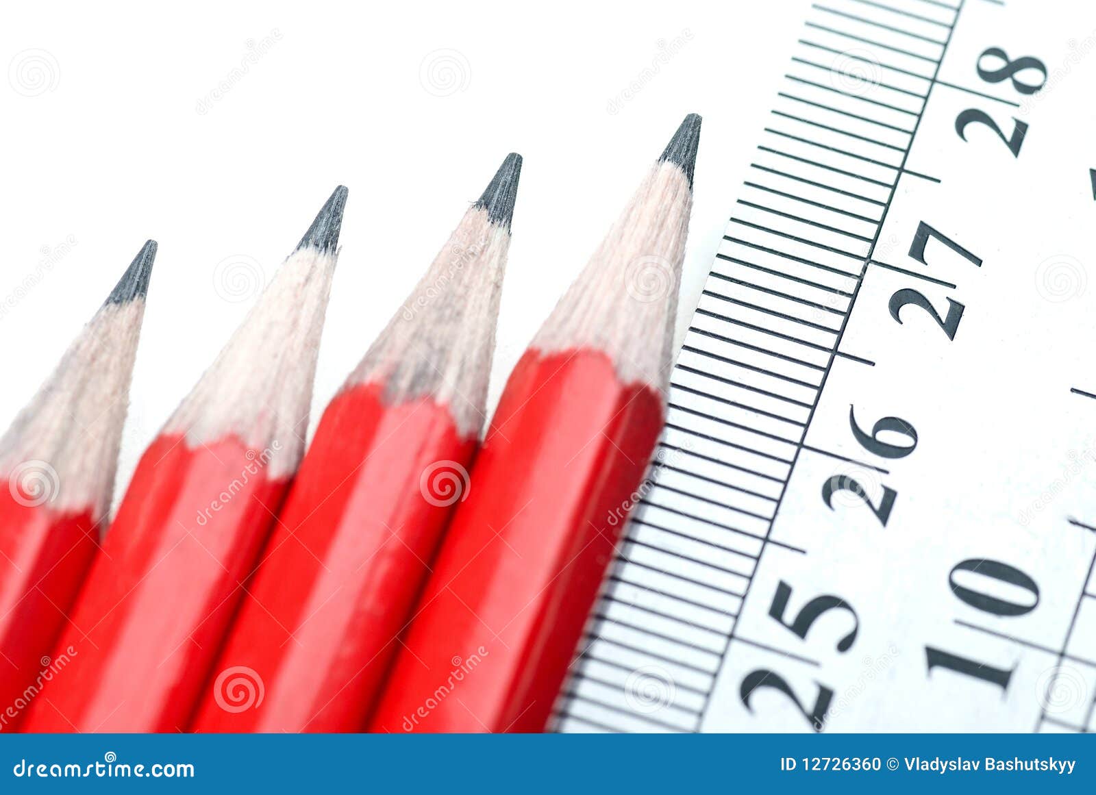 Pencils and ruler stock photo. Image of precision, close - 12726360