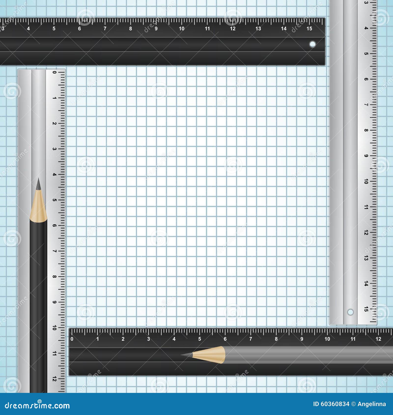 Pencils and Rulers on Checked Paper Stock Vector - Illustration of ...