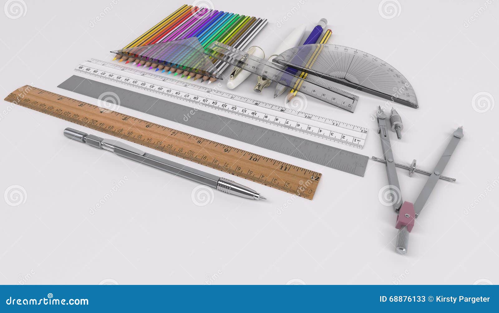 Pencils Rulers and Drawing Tools Stock Illustration - Illustration of ...
