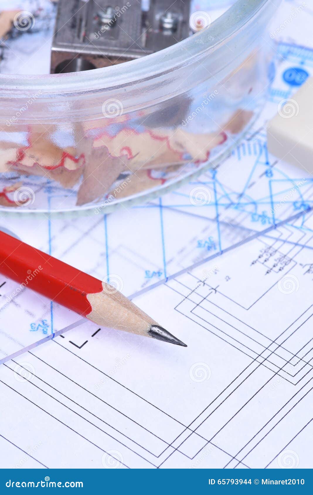 Pencils Rulers and Electrical Scheme Stock Photo - Image of measurement ...