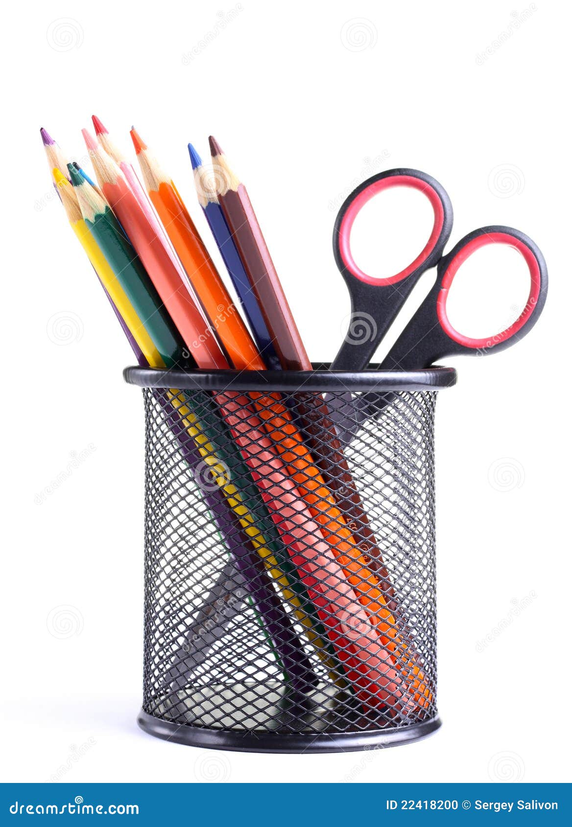 Pencils and Scissors in the Container Stock Photo - Image of canister ...