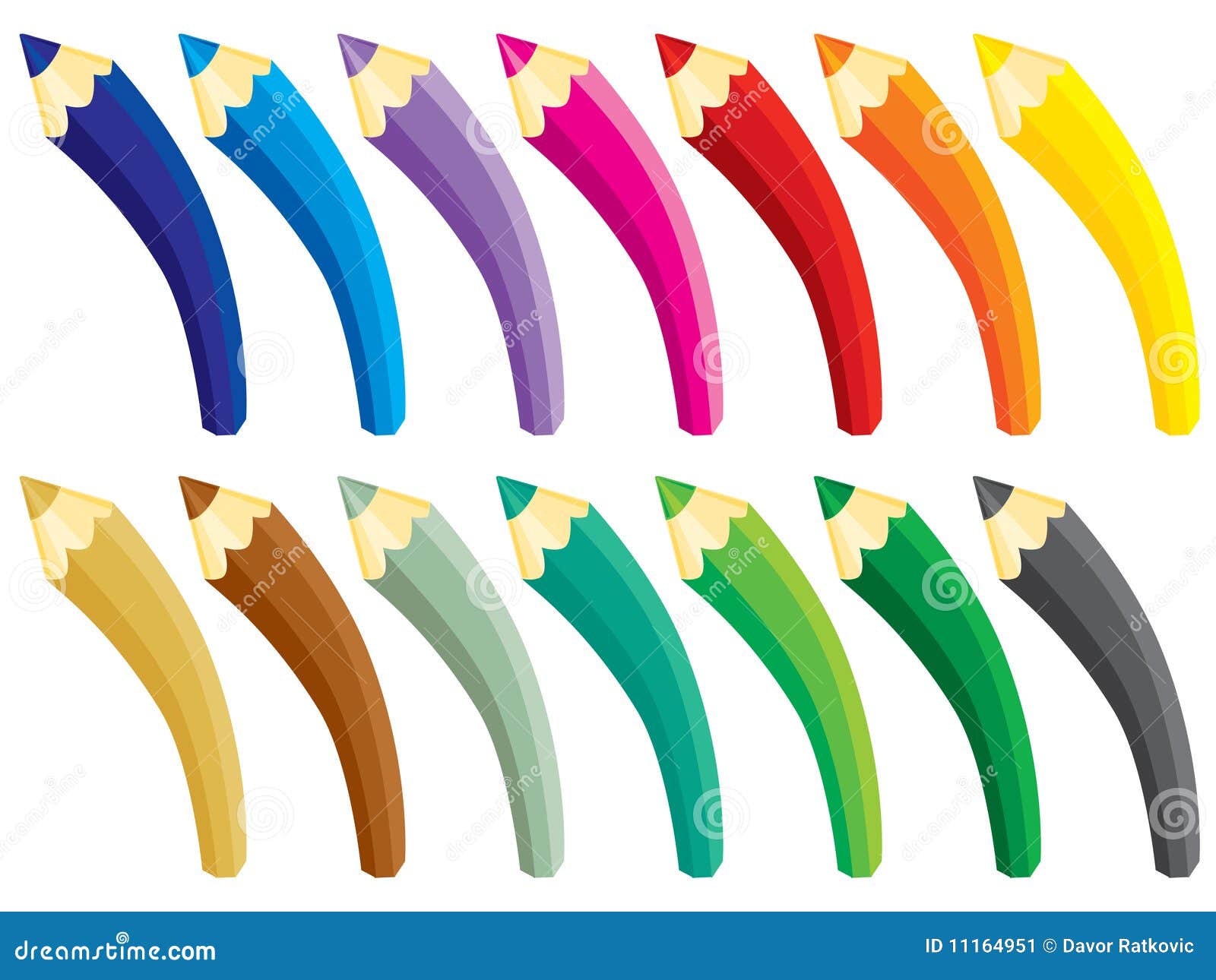 Pencils set stock vector. Illustration of shapes, coloring - 11164951