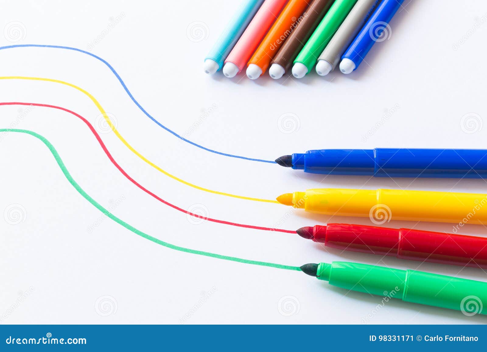 Pencils on a table stock image. Image of colors, markers - 98331171