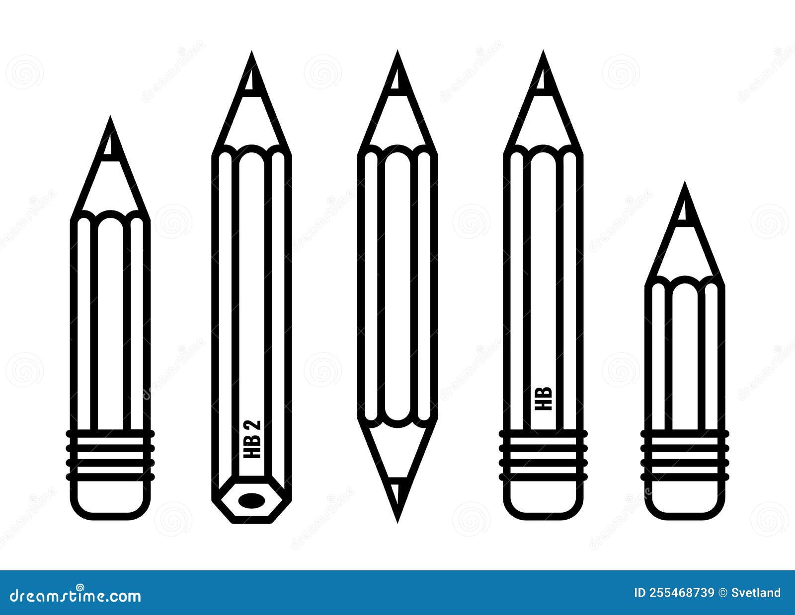 Pencils Vector Set. Linear Style Stock Vector - Illustration of office ...