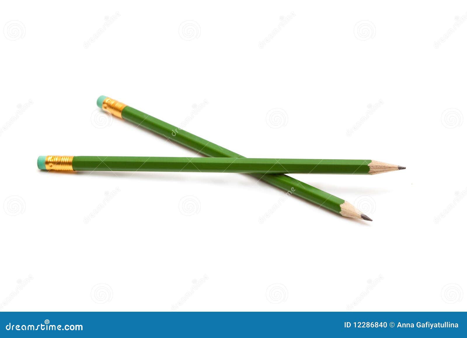 Pencils on a White Background Stock Photo - Image of green, length ...