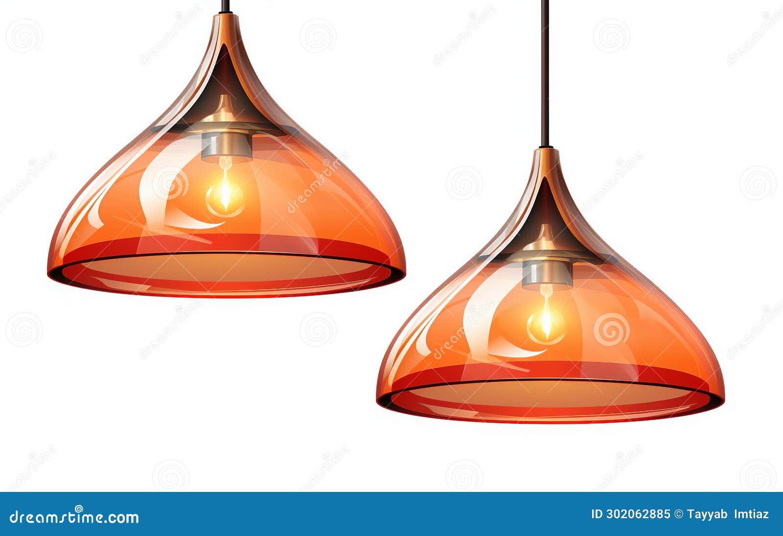 Pendant Light with Dual Lamp Design - Tejask Isolated on a Transparent Background. Stock ...