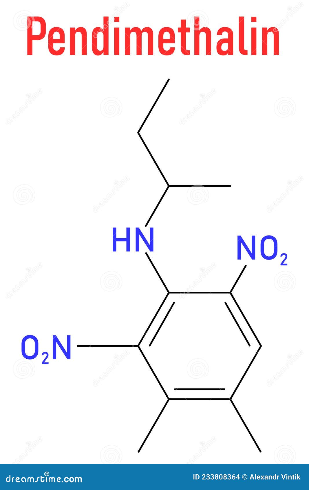 Pendimethalin Dinitroaniline Class Herbicide Molecule. Skeletal Formula ...