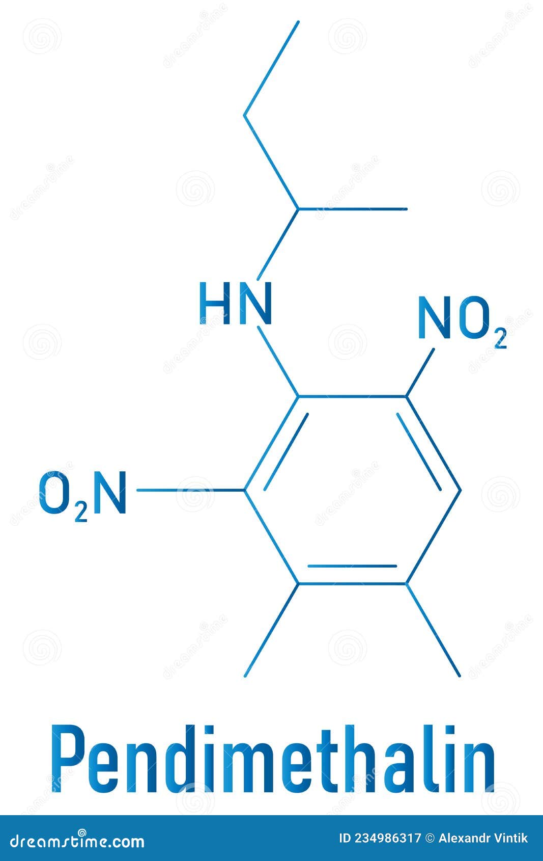 Pendimethalin Dinitroaniline Class Herbicide Molecule. Skeletal Formula ...