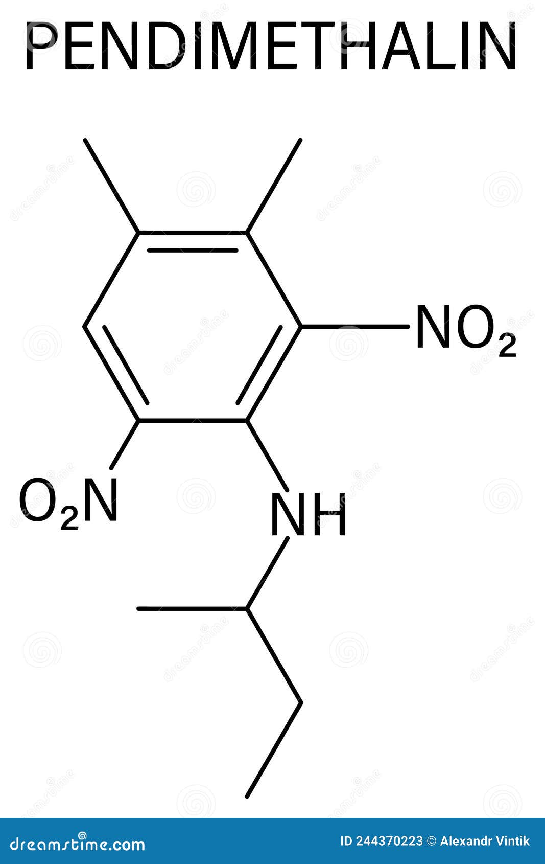 Pendimethalin Dinitroaniline Class Herbicide Molecule. Skeletal Formula ...