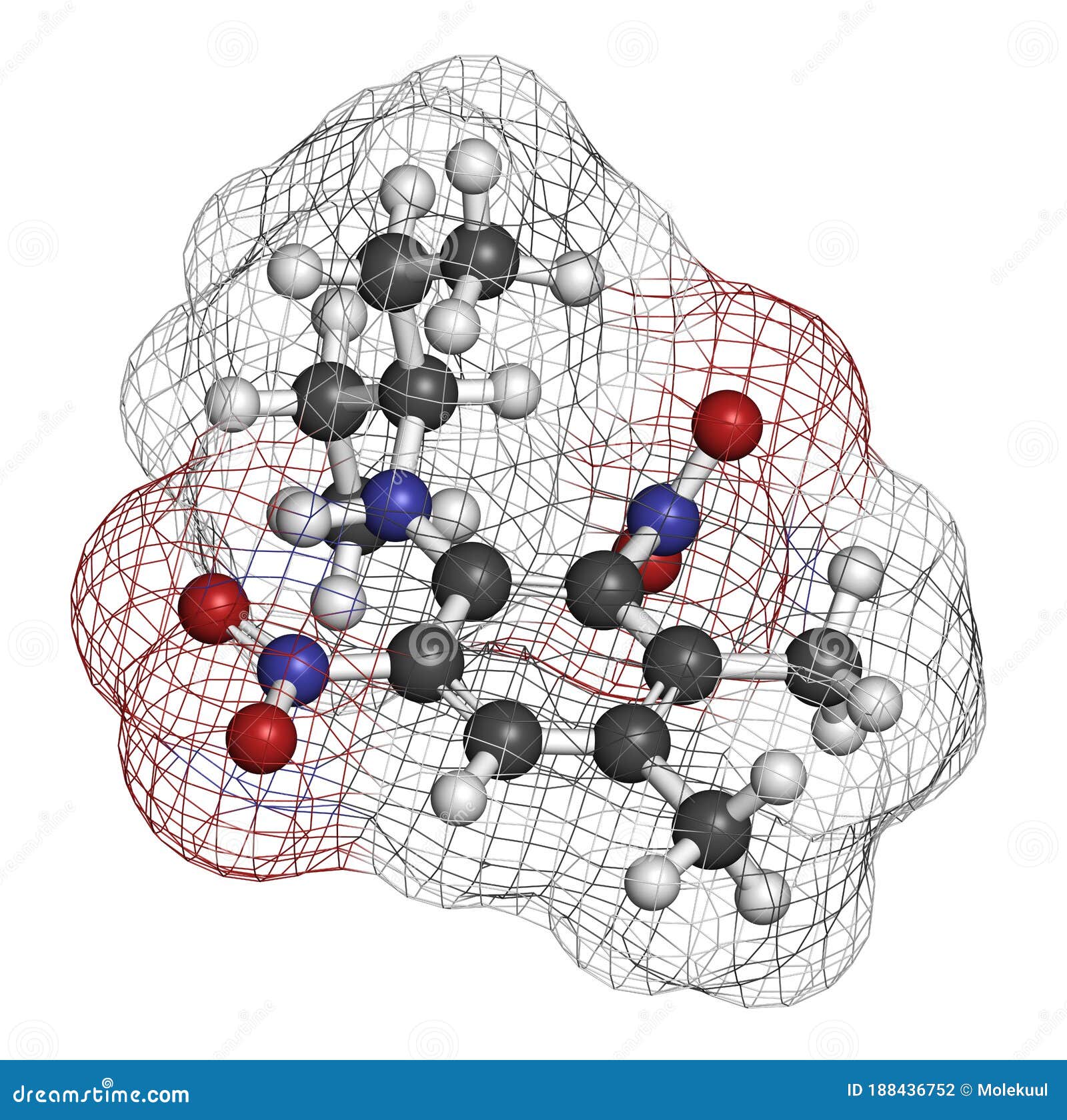 Pendimethalin Herbicide Molecule. Atoms are Represented As Spheres with ...