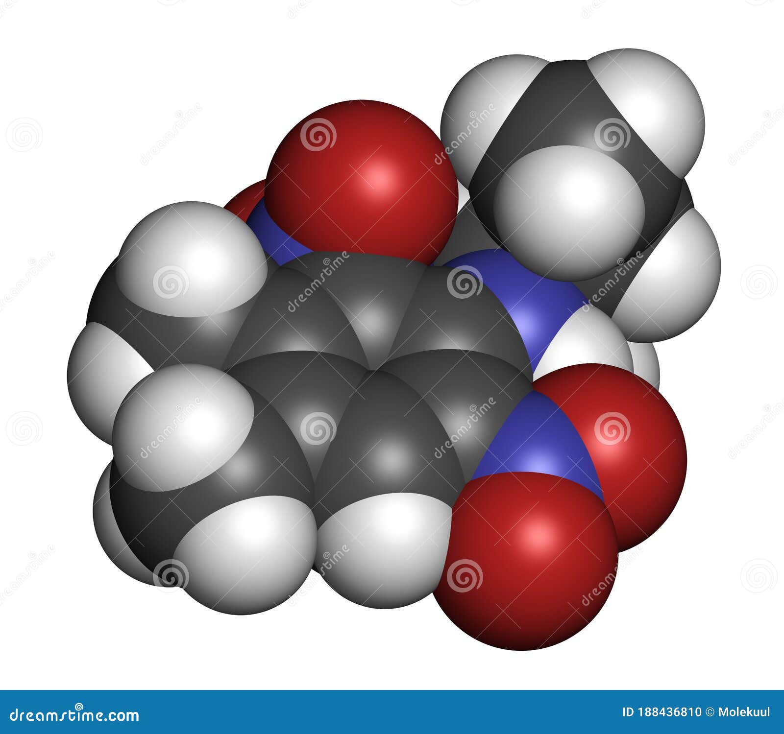 Pendimethalin Herbicide Molecule. Atoms are Represented As Spheres with ...