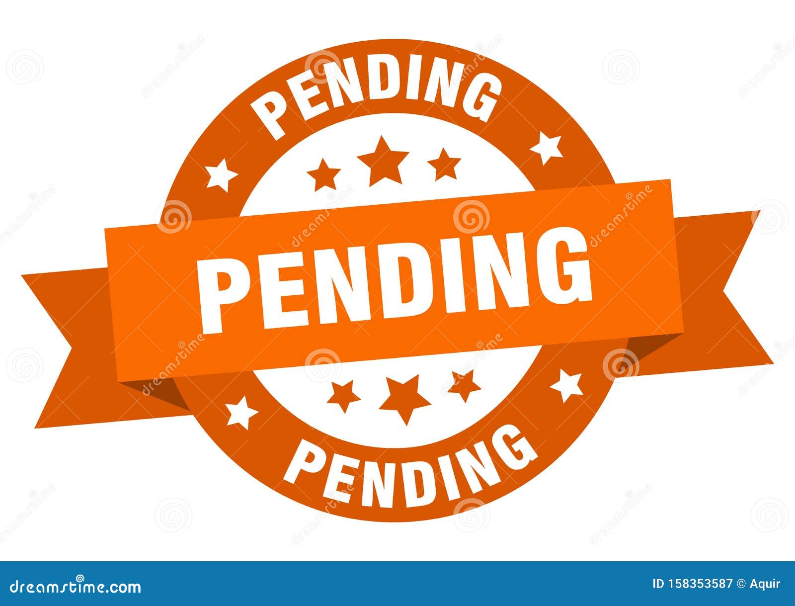 Pending ribbon sign stock vector. Illustration of circle - 158353587