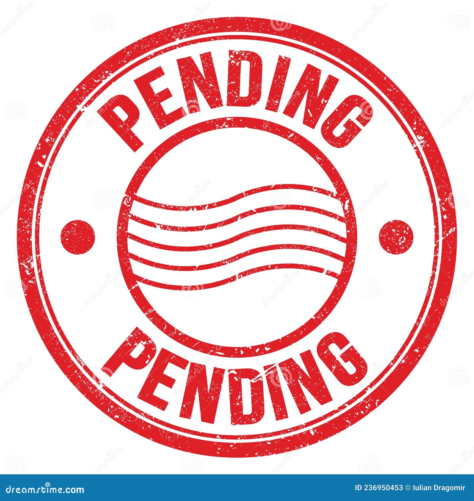 PENDING Text Written on Red Round Postal Stamp Sign Stock Illustration ...