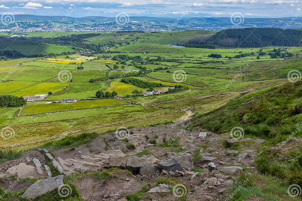 Pendle Hill, Lancashire - View from the Top. Stock Photo - Image of ...
