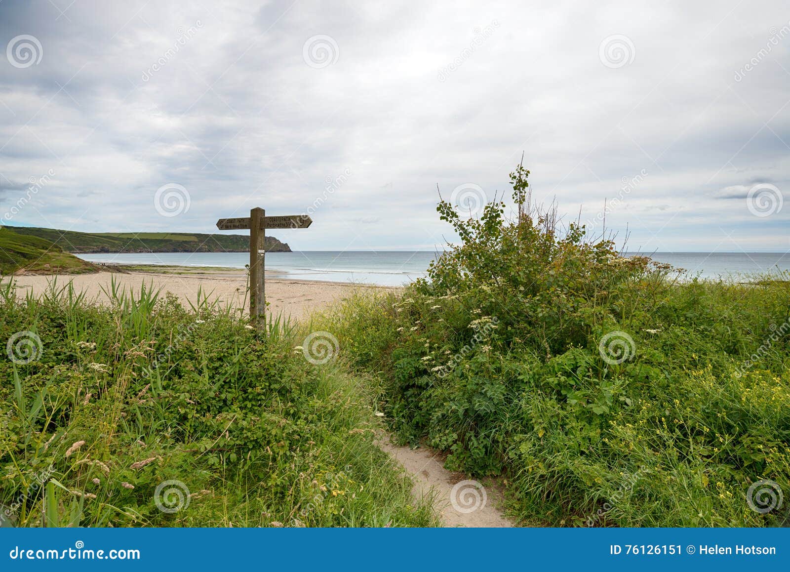 Pendower beach in Cornwall stock image. Image of rural - 76126151