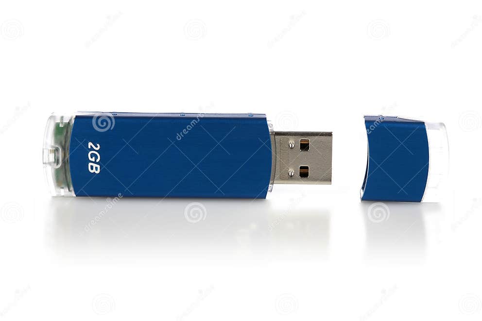 Pendrive Azul No Fundo Branco Foto de Stock - Imagem de dispositivo ...