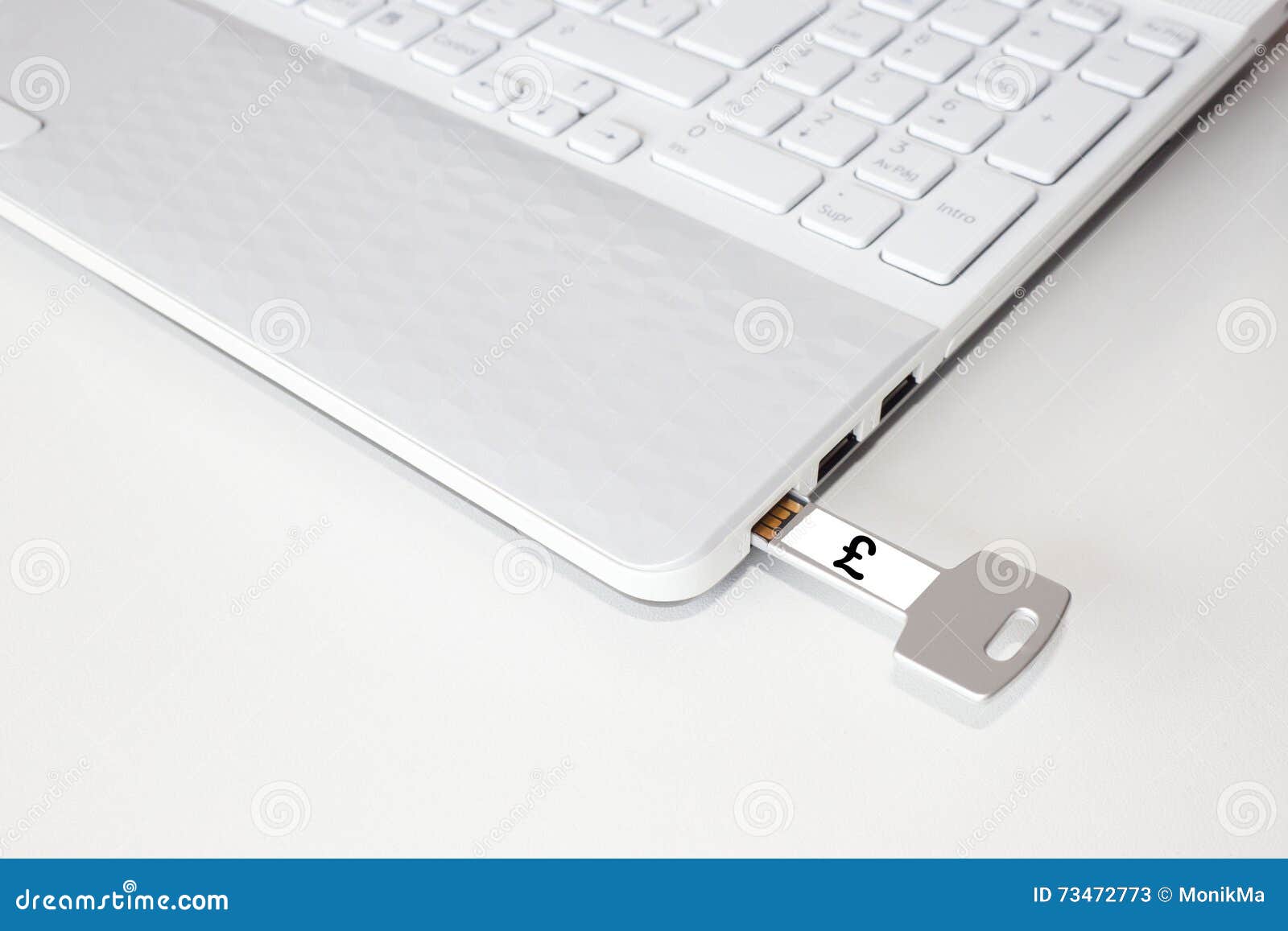 Pendrive in a Laptop with the Pound Sign Stock Image - Image of office ...