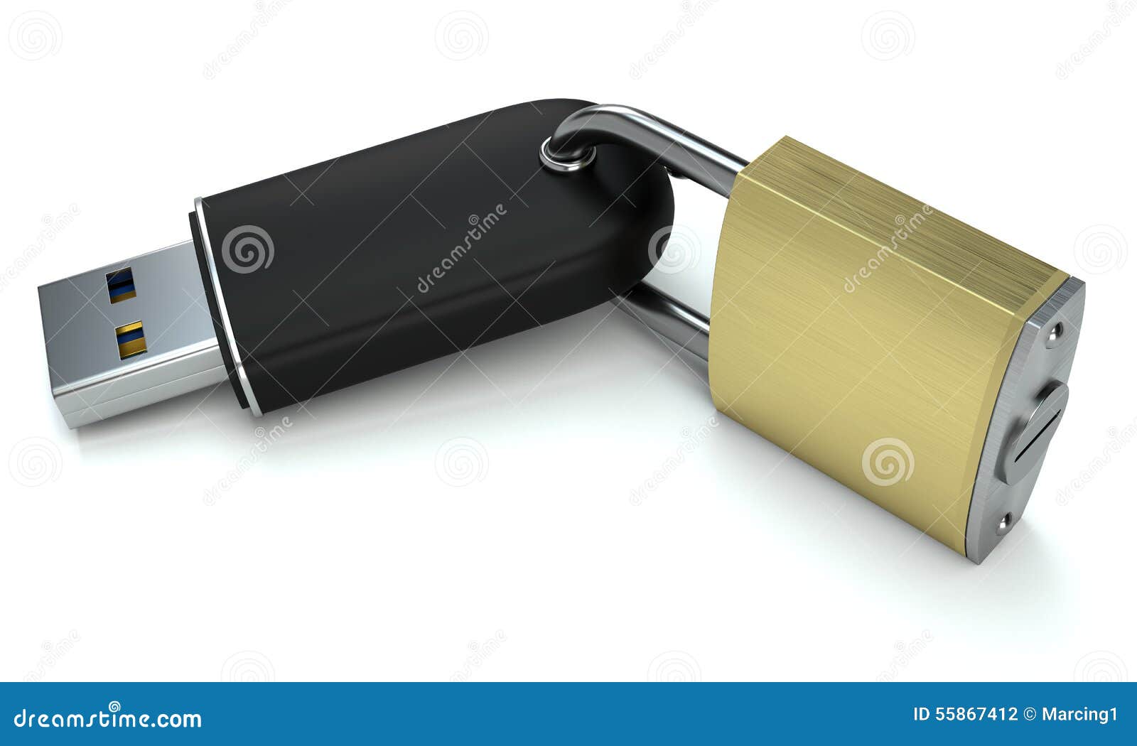 Pendrive Secured with a Padlock. Data Safety Concept. Stock ...