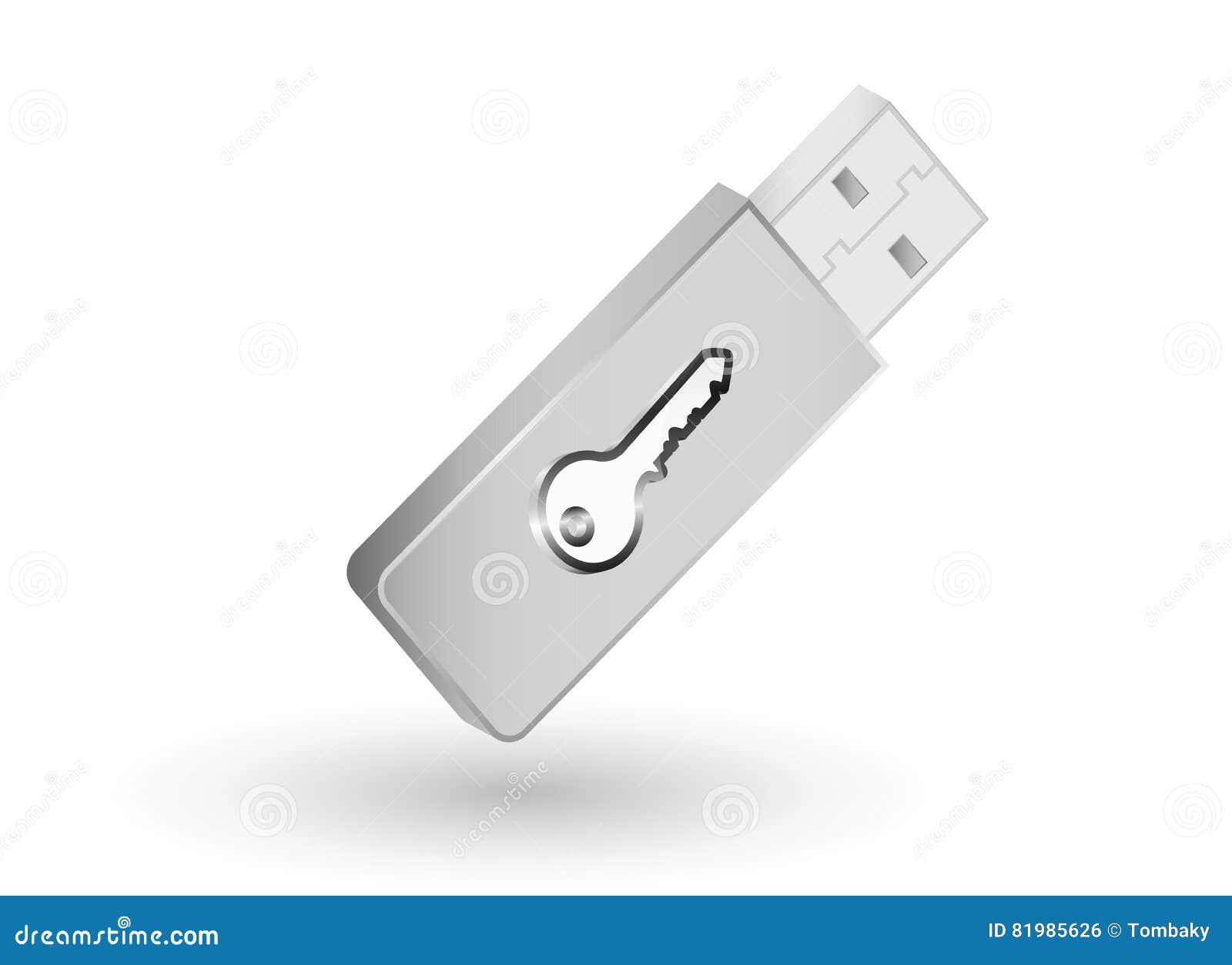 Pendrive Wit Digital Key, Security Usb Stock Illustration ...