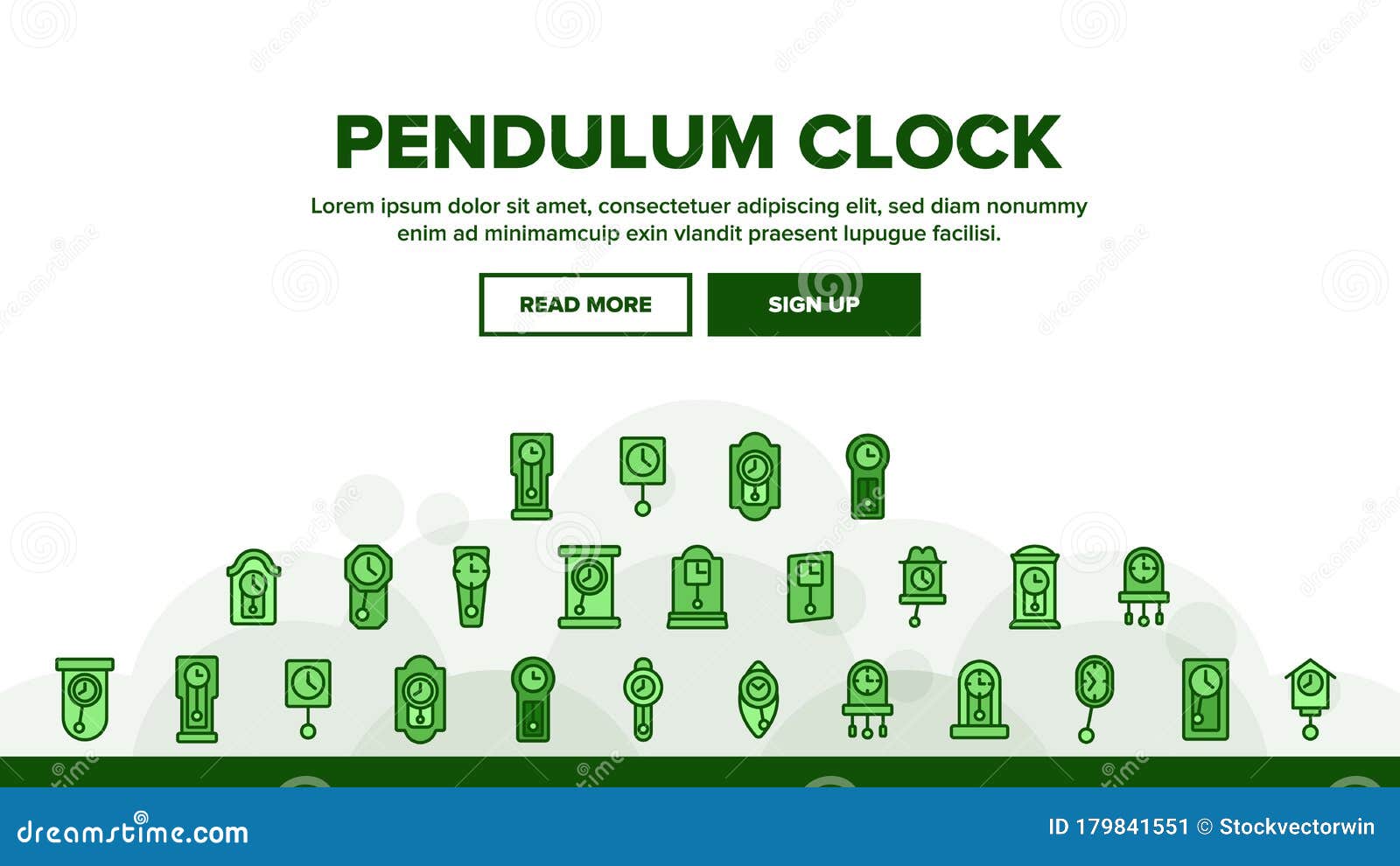 Pendulum Clock Device Landing Header Vector Stock Vector - Illustration ...