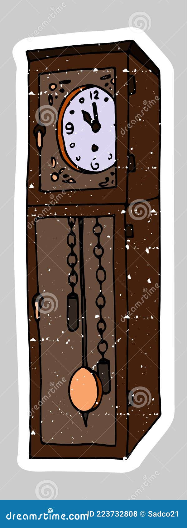 Pendulum clock doodle stock vector. Illustration of pendulum - 223732808