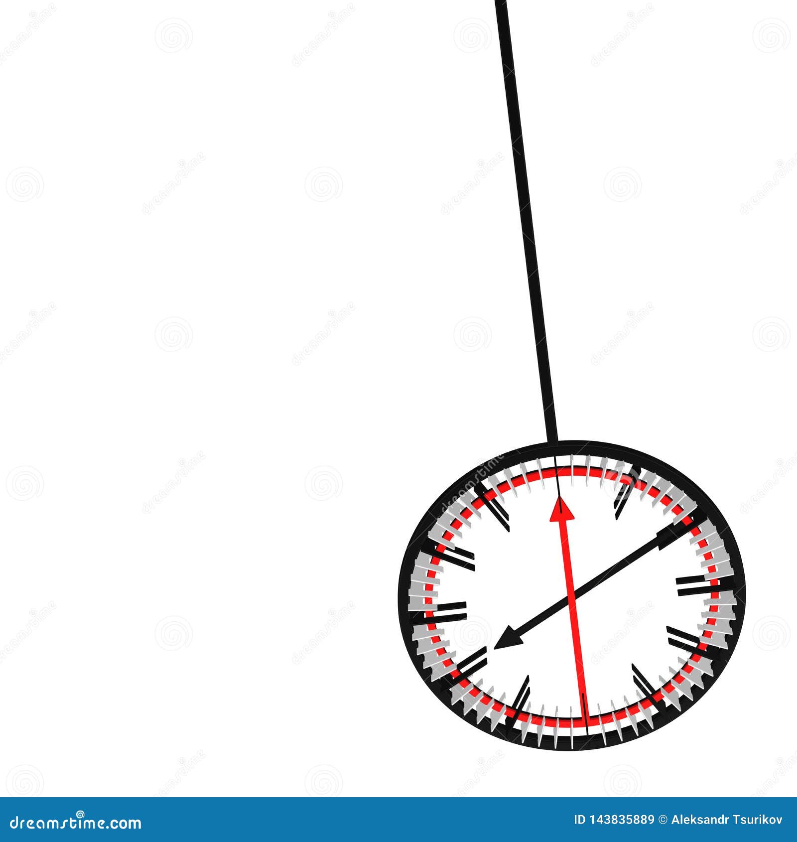 Pendulum with Clock Face with Long Arrows. 3D Rendering Stock ...