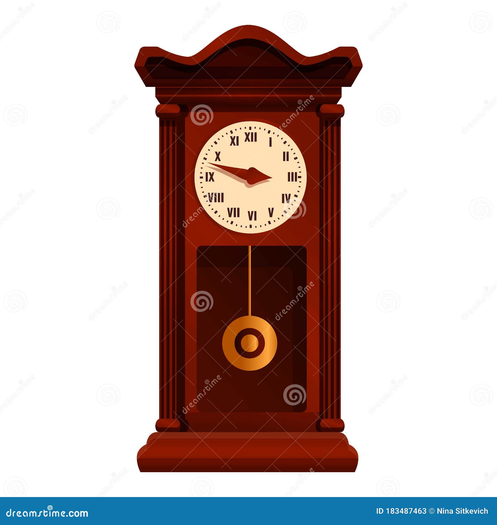 Pendulum Clock Time Icon, Cartoon Style Stock Vector - Illustration of ...
