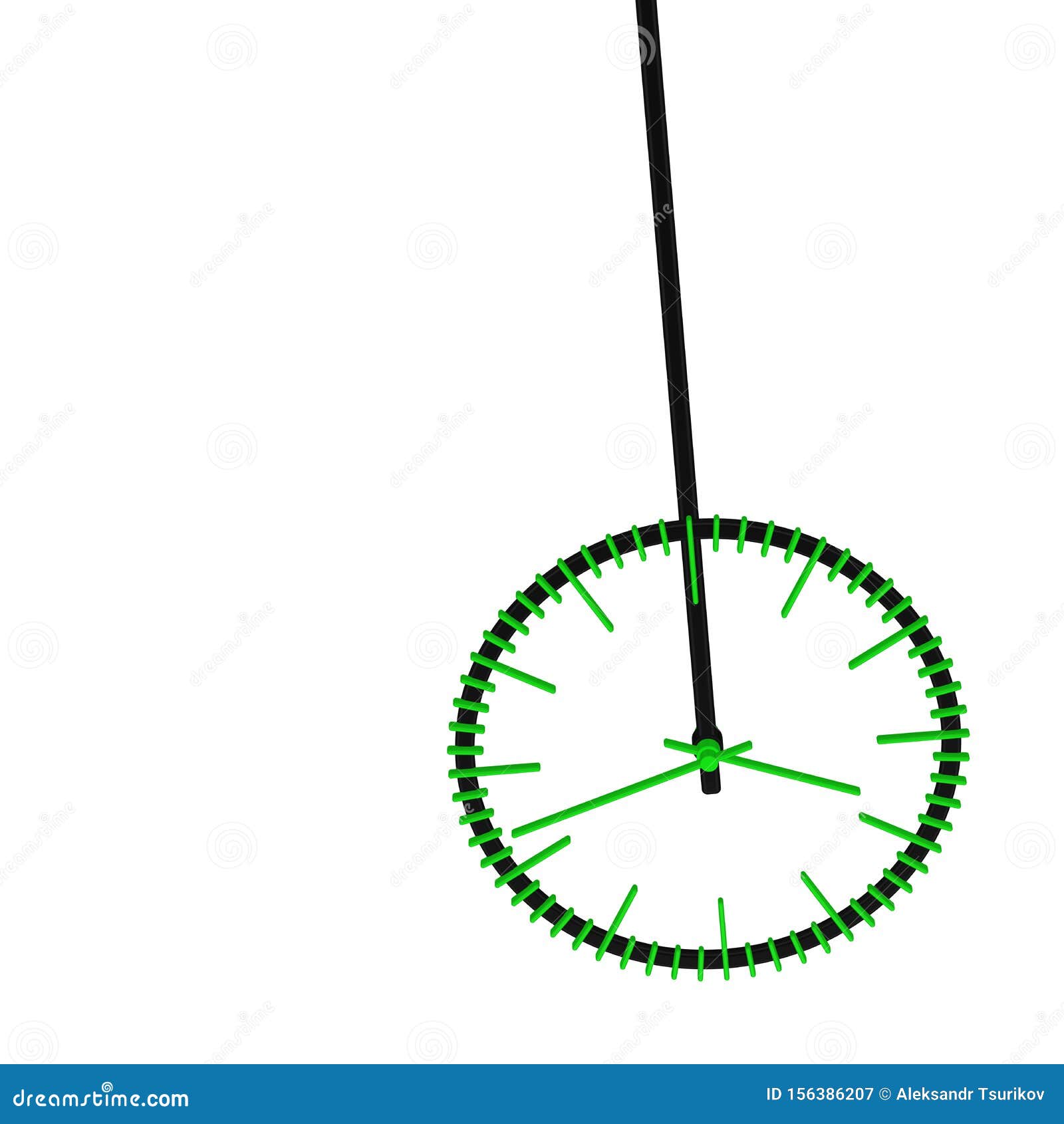 Pendulum With Green Clock Face. 3D Rendering Royalty-Free Stock ...