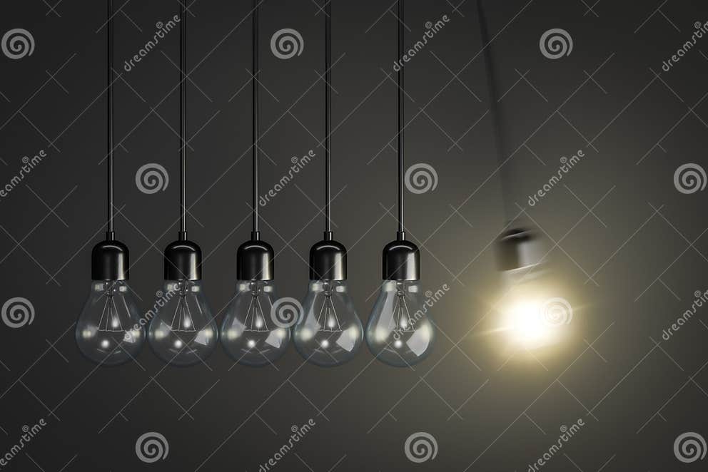Pendulum of light bulbs stock illustration. Illustration of glass ...
