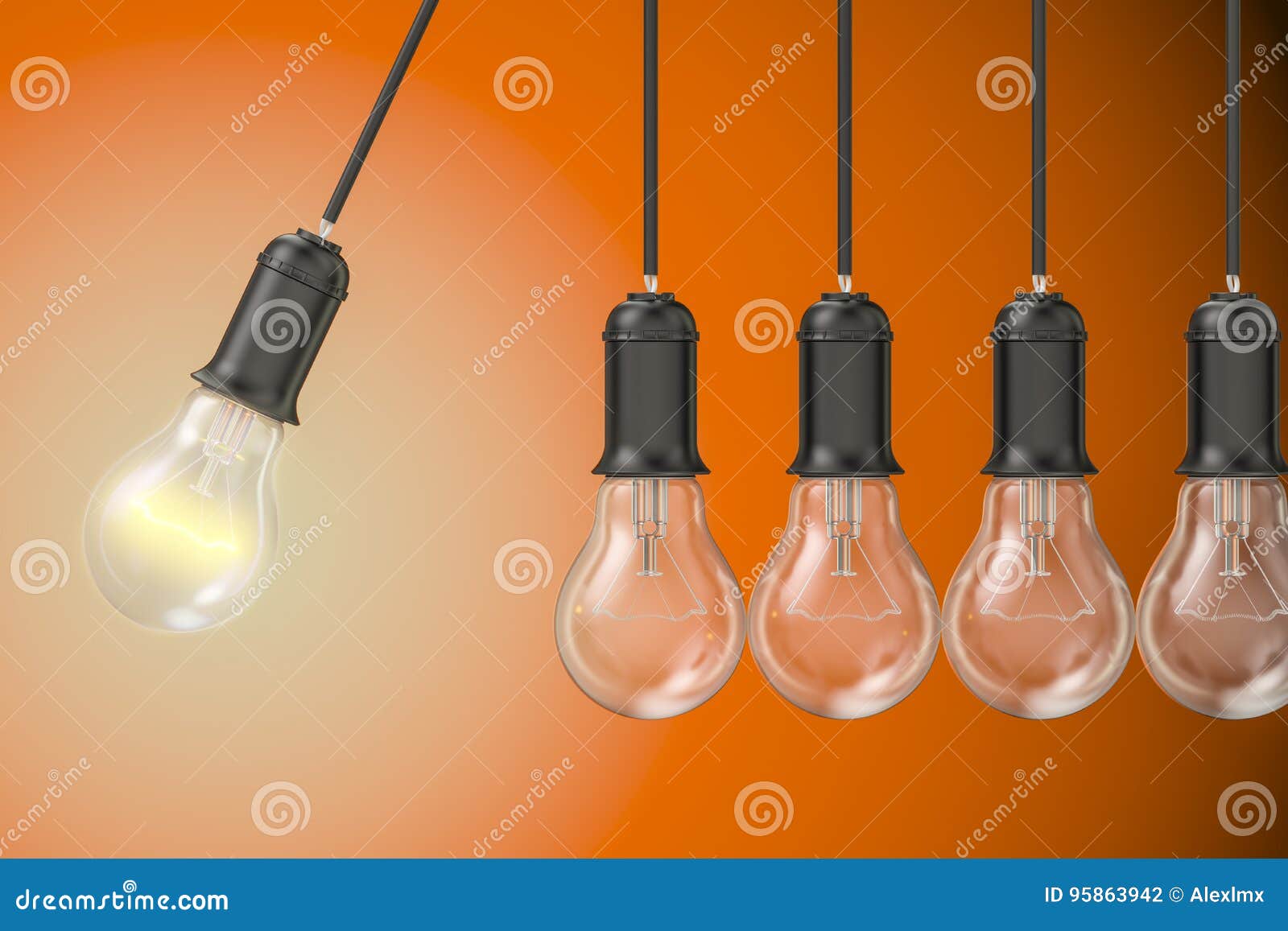 Pendulum from Lightbulbs, 3D Stock Illustration - Illustration of ...