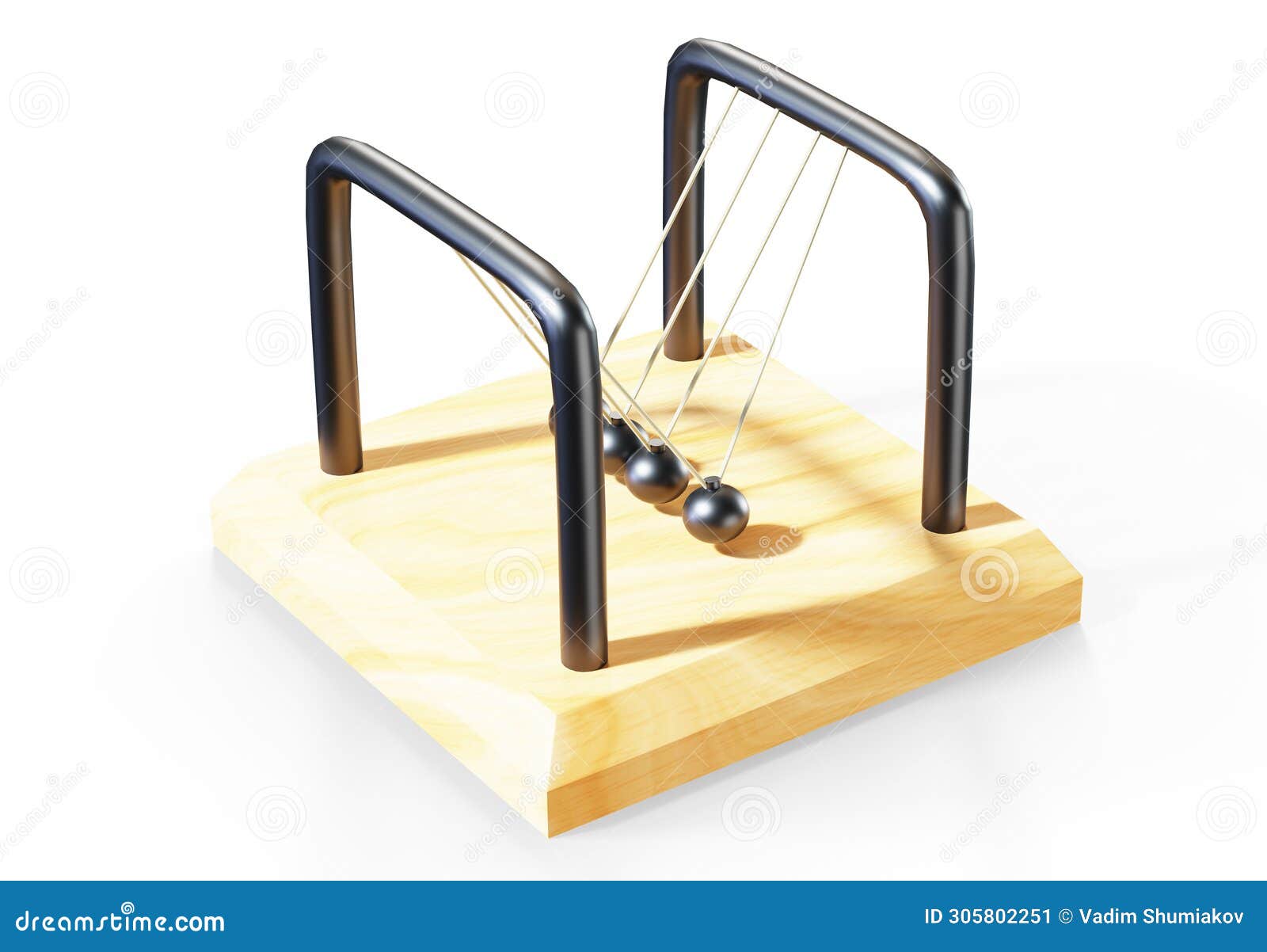 Pendulum, Newton S Cradle in Motion. 3D Rendering Isolated on White ...